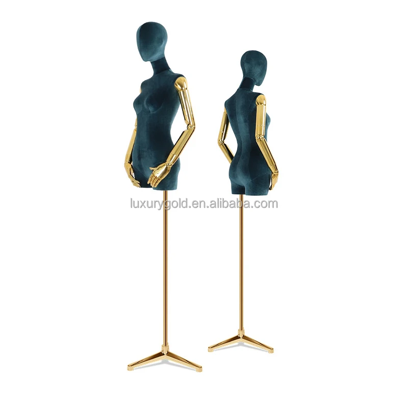 Custom Color Boutique Velvet Mannequin Silver Golden Flexible Arm Women ...