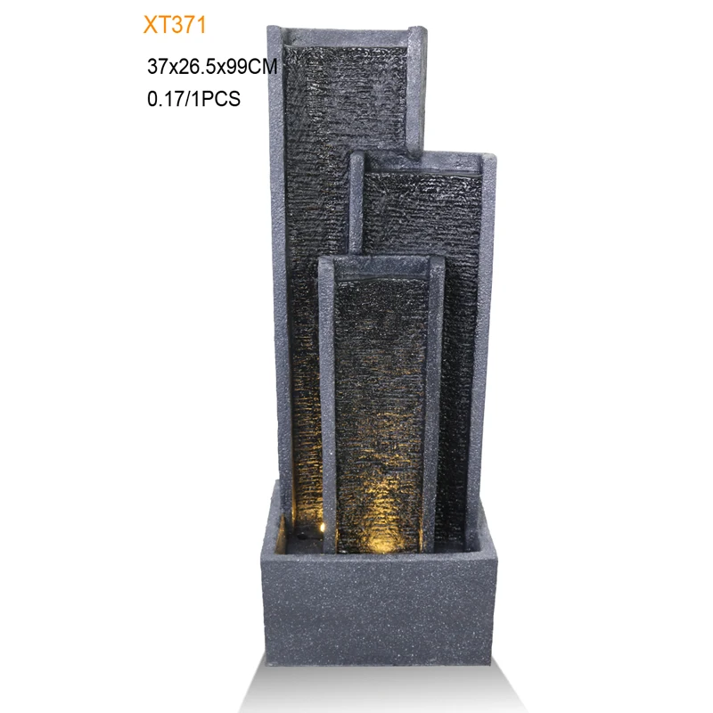 Outdoor Resin Waterfall Fountain Statue with LEDS for Garden