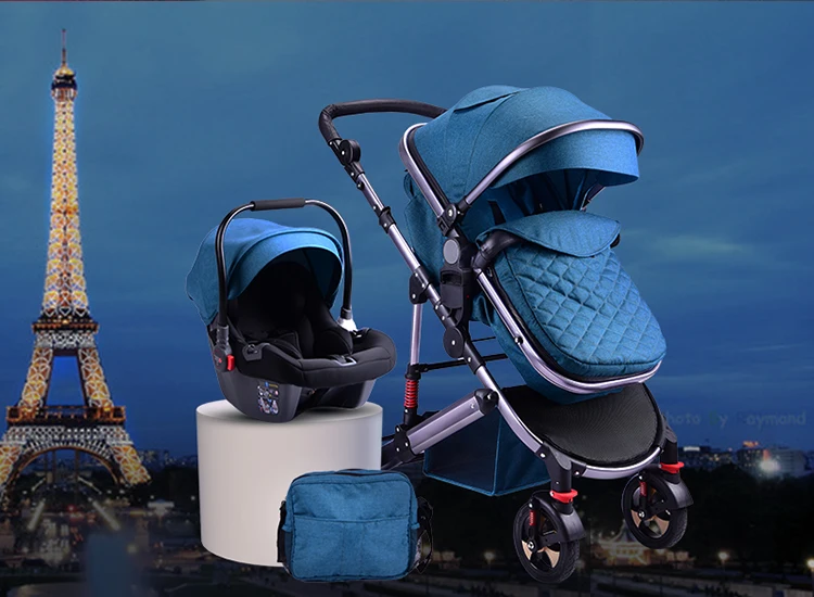 Pram Baby 2 In 1 Carriage With Convertible Reversible Bassinet & Shock ...