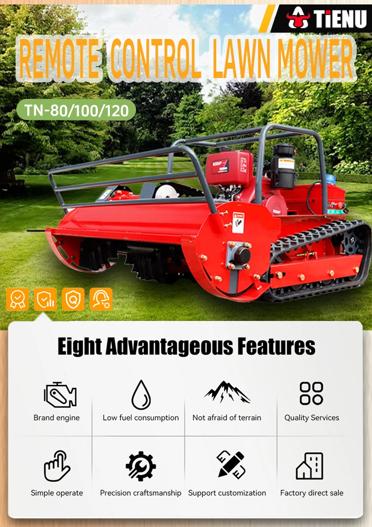 Diesel Engine Remote Control Crawler Lawn Mower - 1200mm