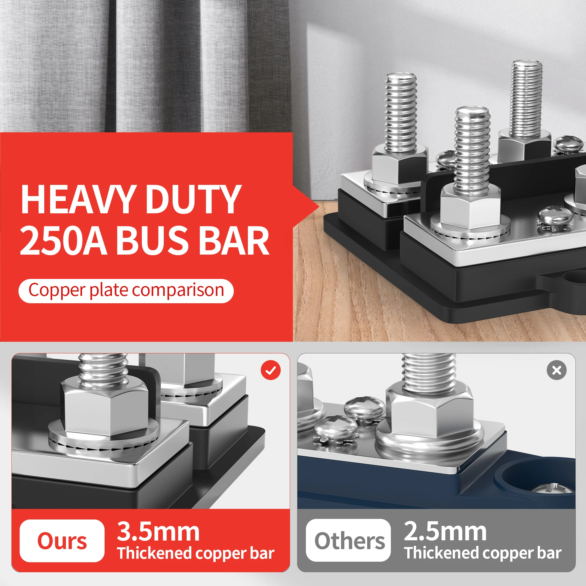 250A 48V Universal Marine Bus Bar - Reliable Wire Connectors