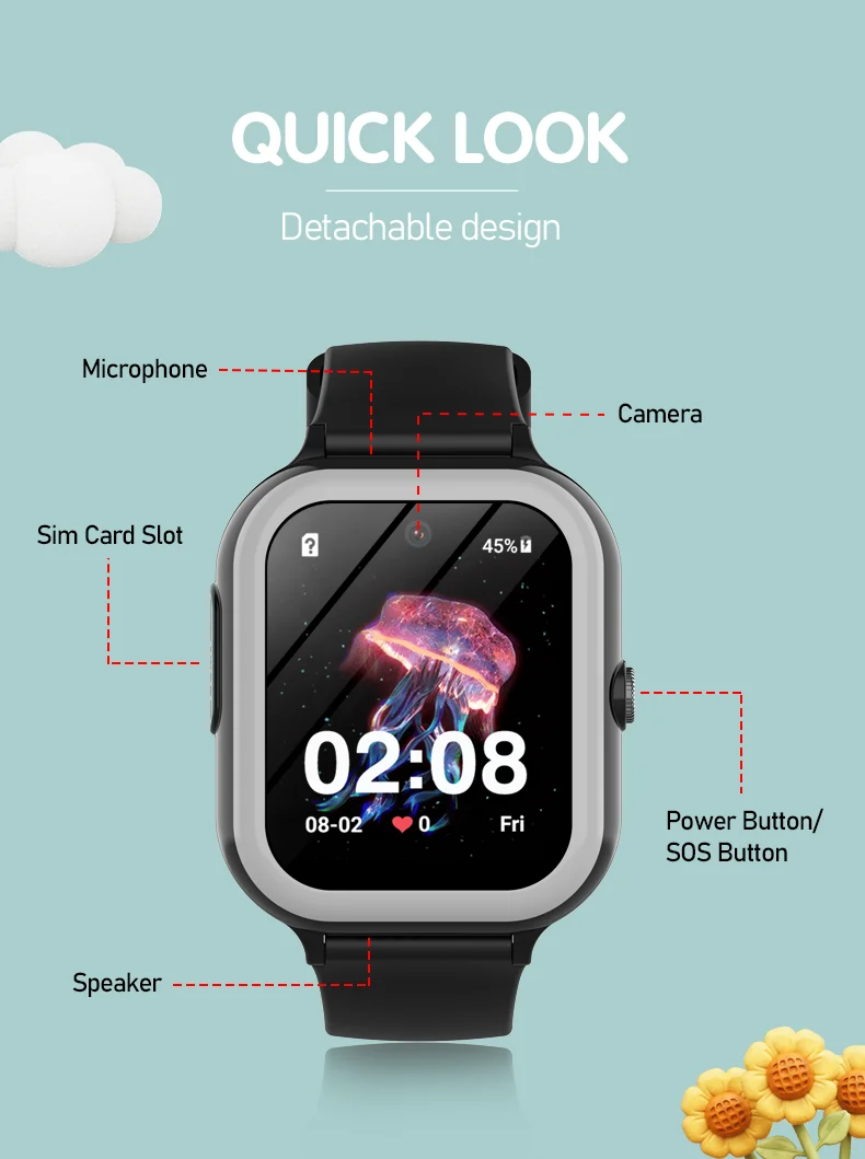 4G Kids Smart Watch AMOLED Display Video Call IP67 Waterproof GPS ...