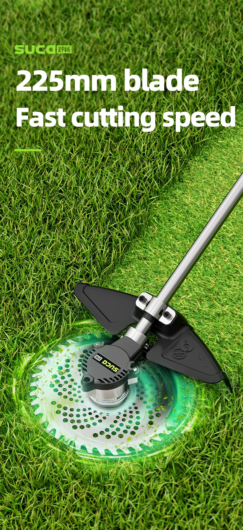 SUCA 40V Cordless Electric Grass Trimmer - 1200W Brush Cutter with ...