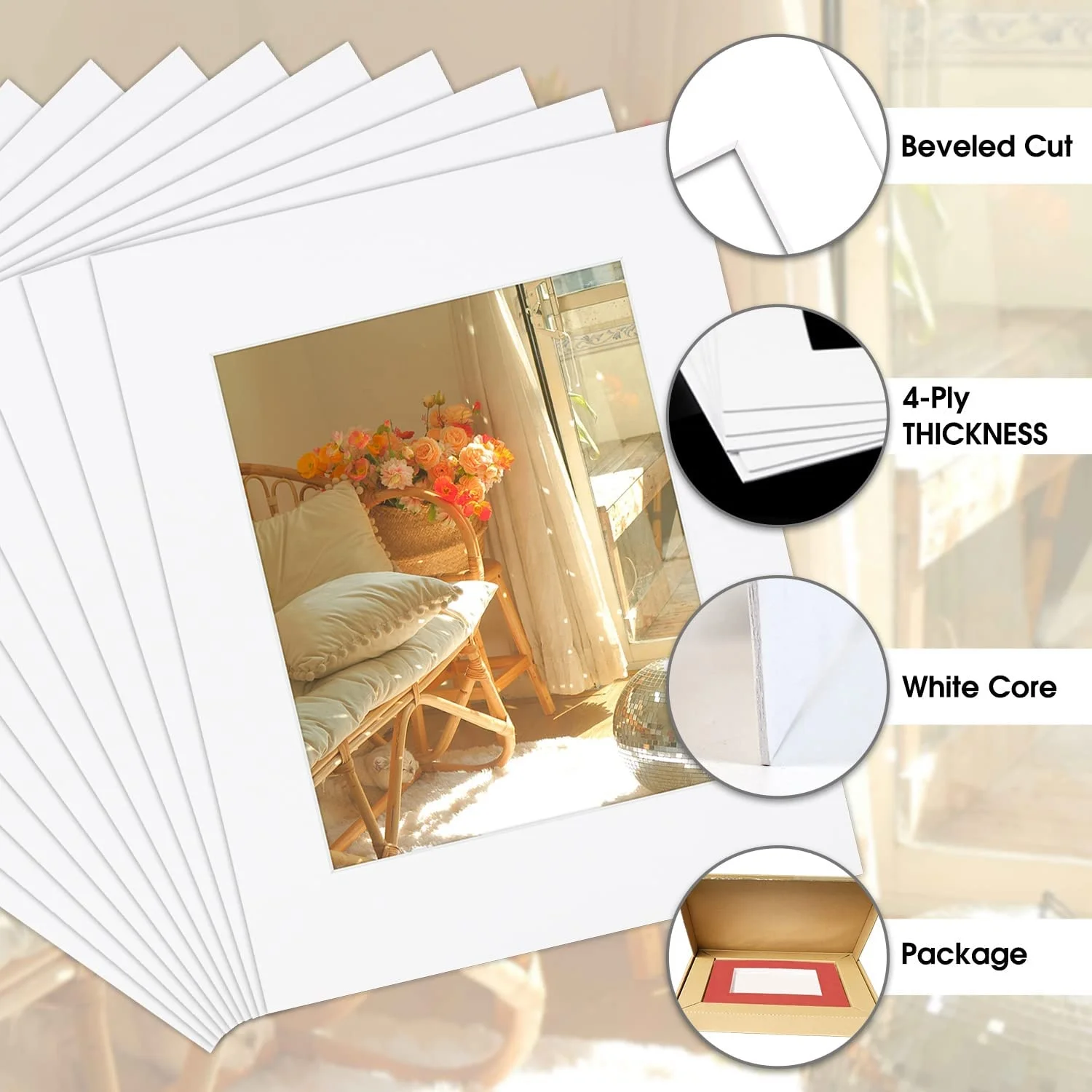 Pack of 11x14 White Picture Mat - Perfect for 8x10 Photos