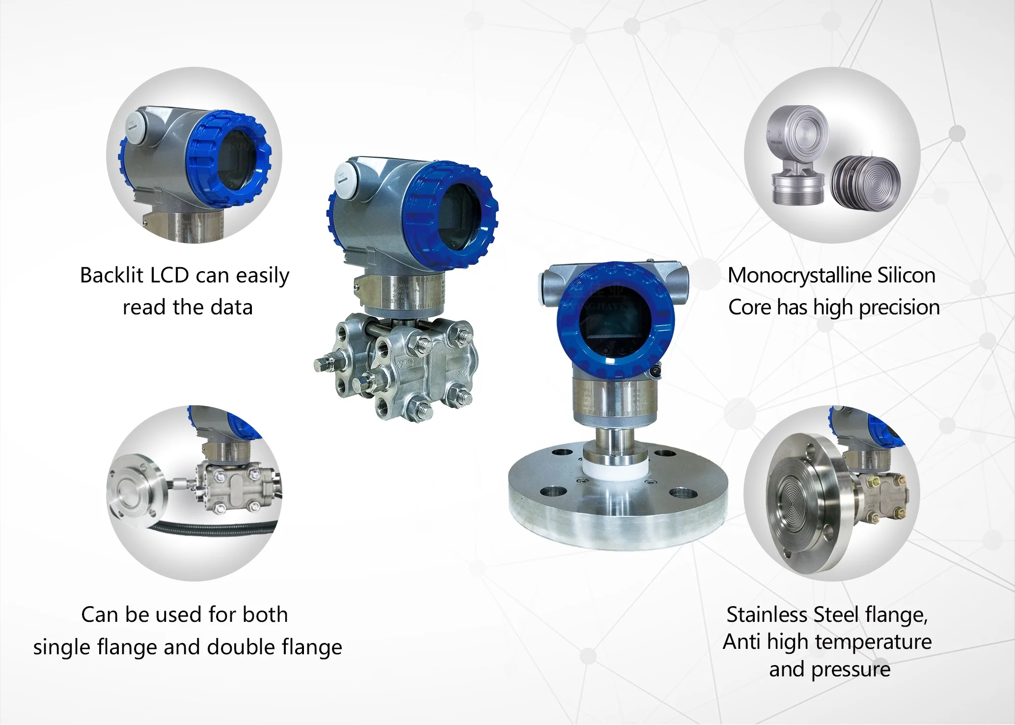 4-20ma Differential Pressure Sensor Transmitter 24vdc Capacitive ...