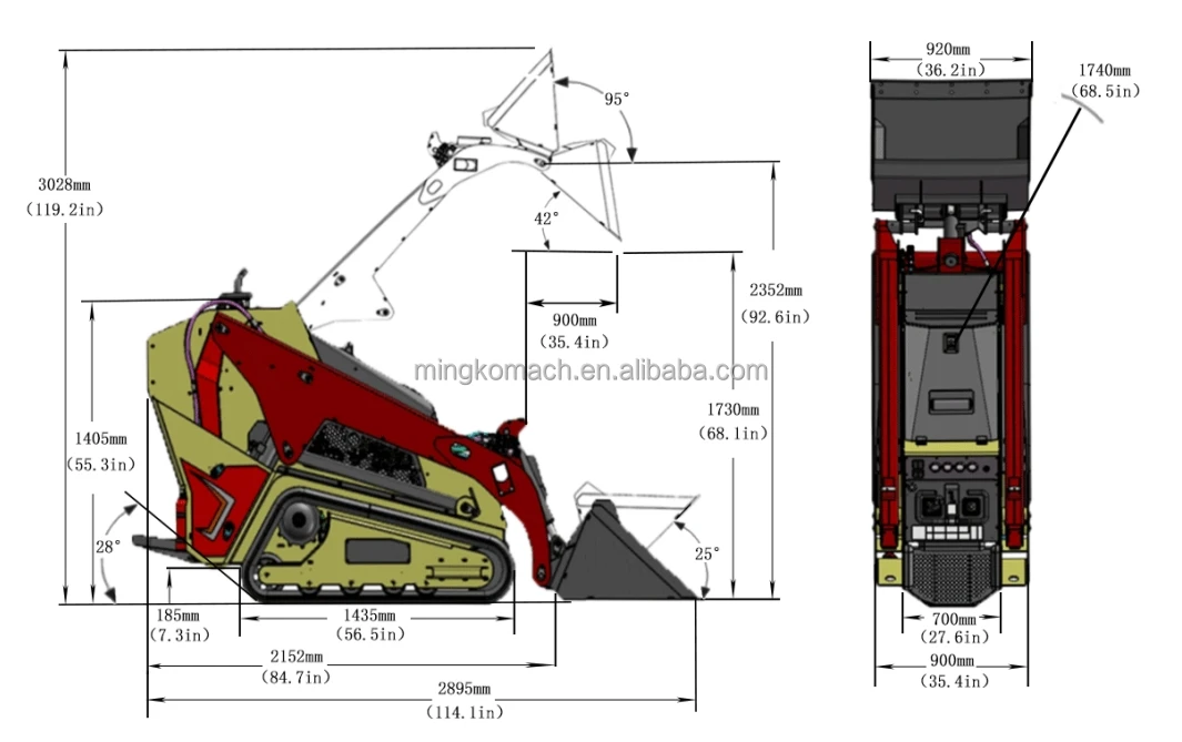 MK-V1000 Mini Skid Steer Loader - Diesel Track Loader
