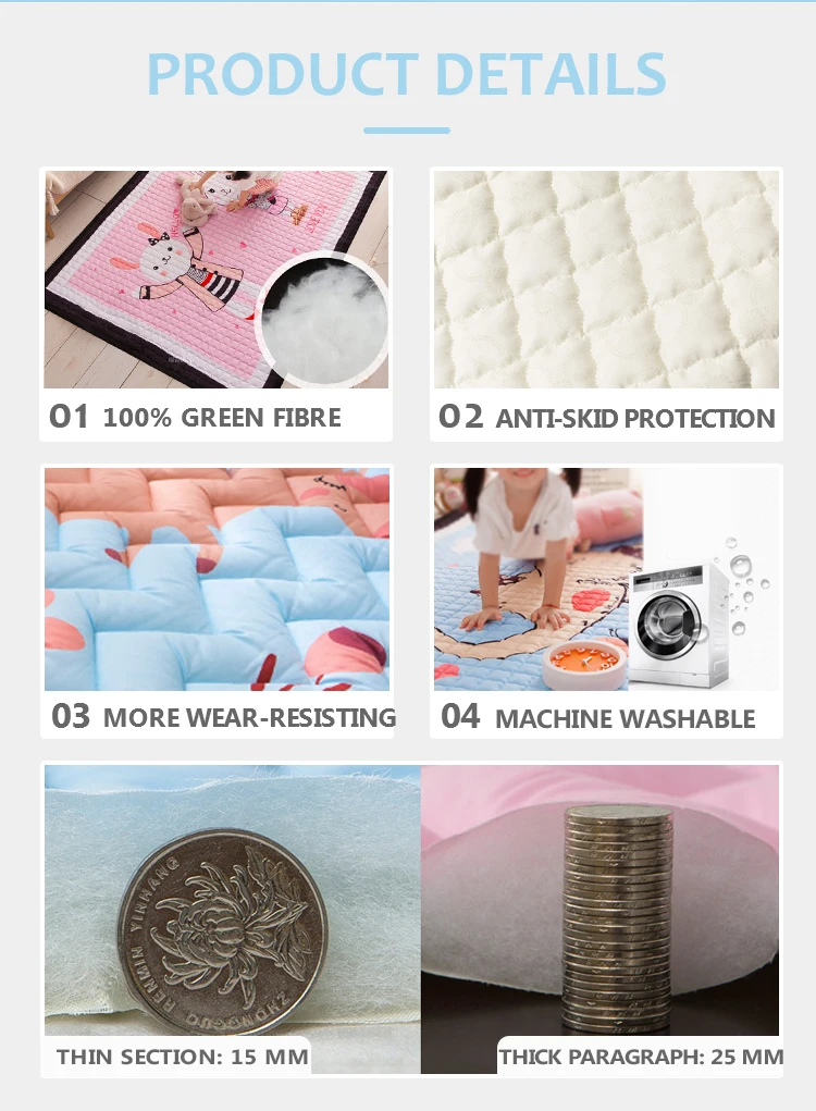 Outdoor/indoor Machine Washing Soft Warm Crawling Mat Pure Cotton Baby ...