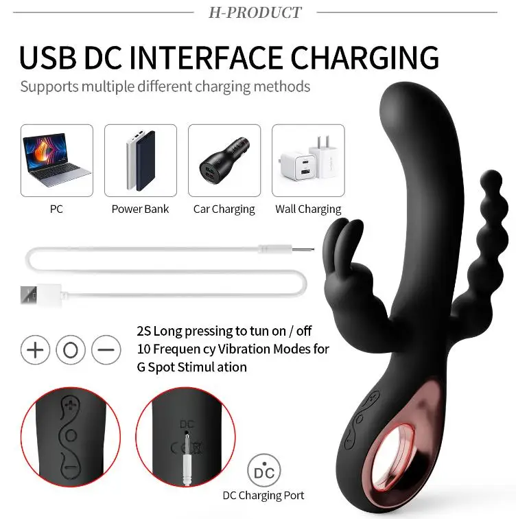 3in1 10 Vibration Modes Rabbit Vibrator Dildos For Women Female