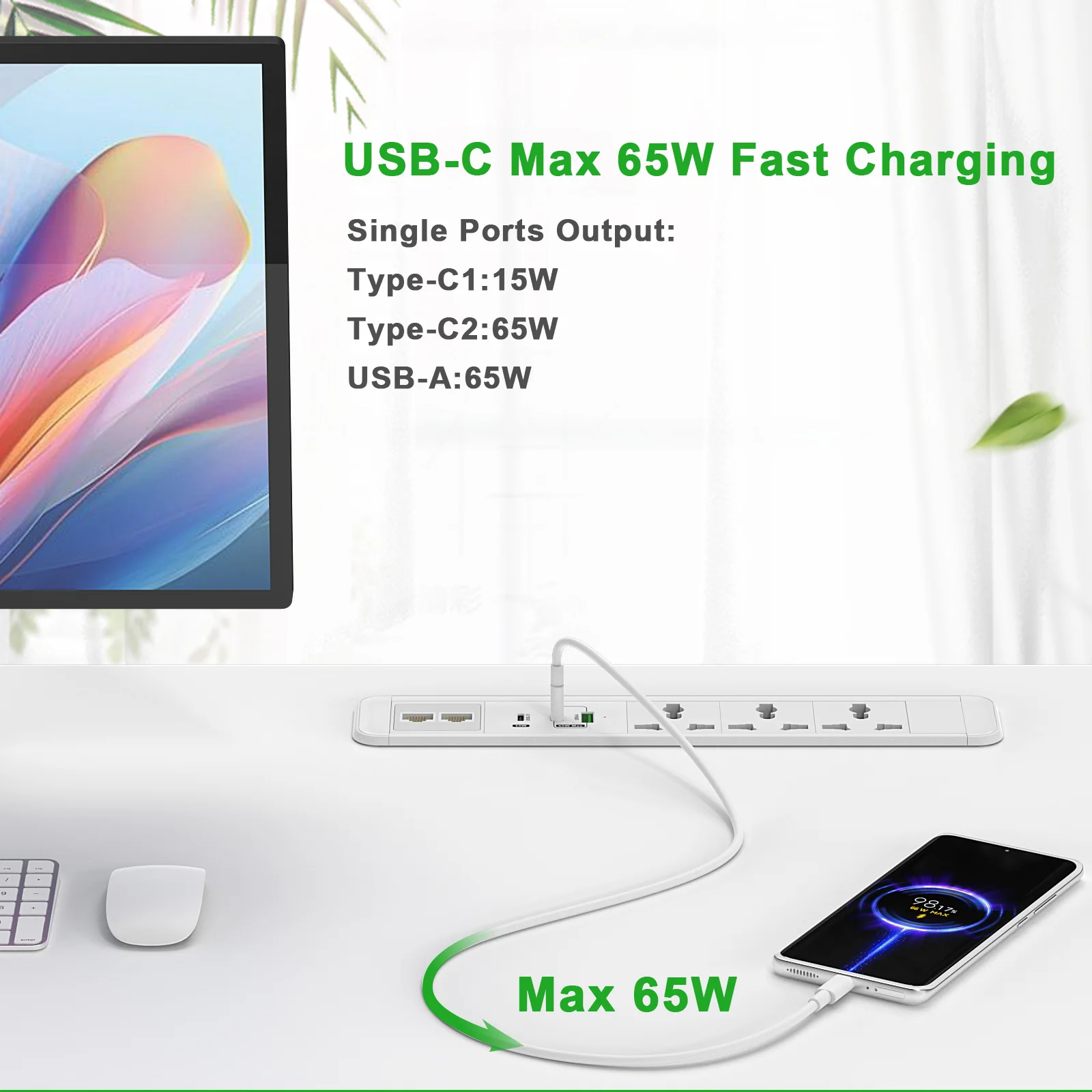Universal Power Strip with Usb Port Type G Plugs and Sockets Furniture ...