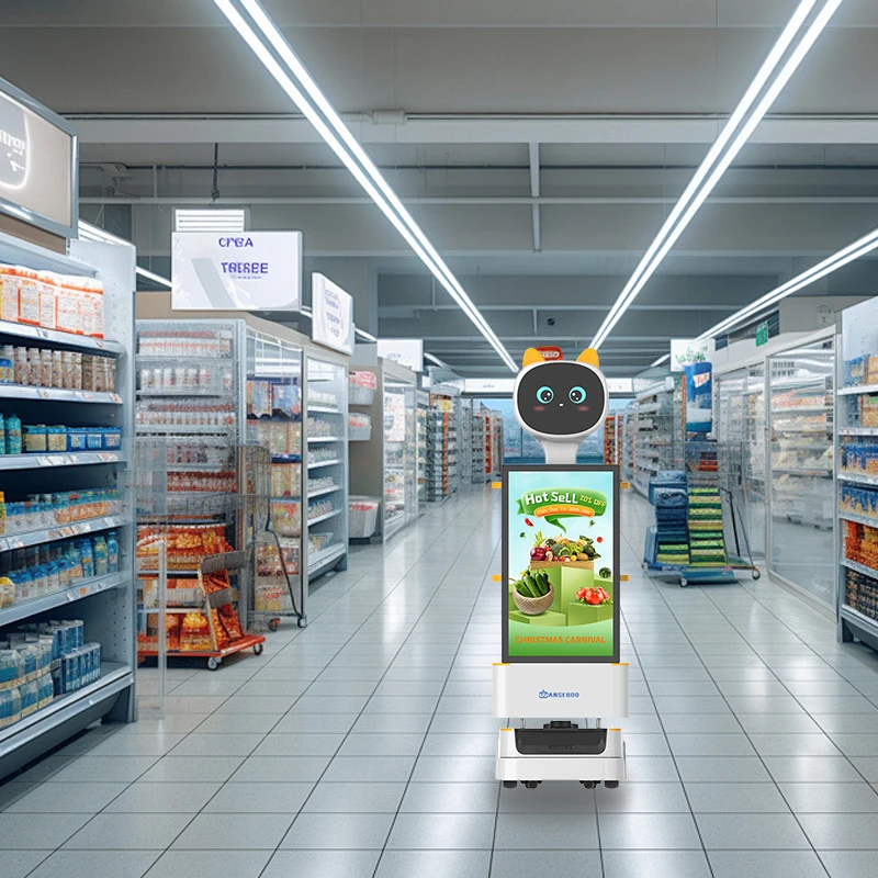 Commercial Mobile Supermarket Shelves Advertising Robot Advertising ...