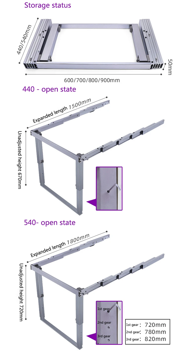 Aluminum Extendable Folding Dining Table Frame & Hardware - OEM