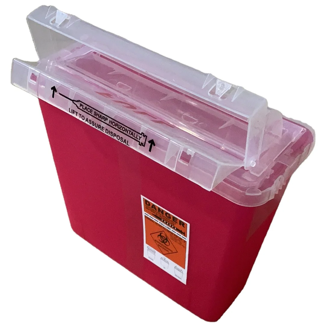 5 Quart 4.6l Biohazard Needle Disposal Store Waste Box Medical Sharps ...