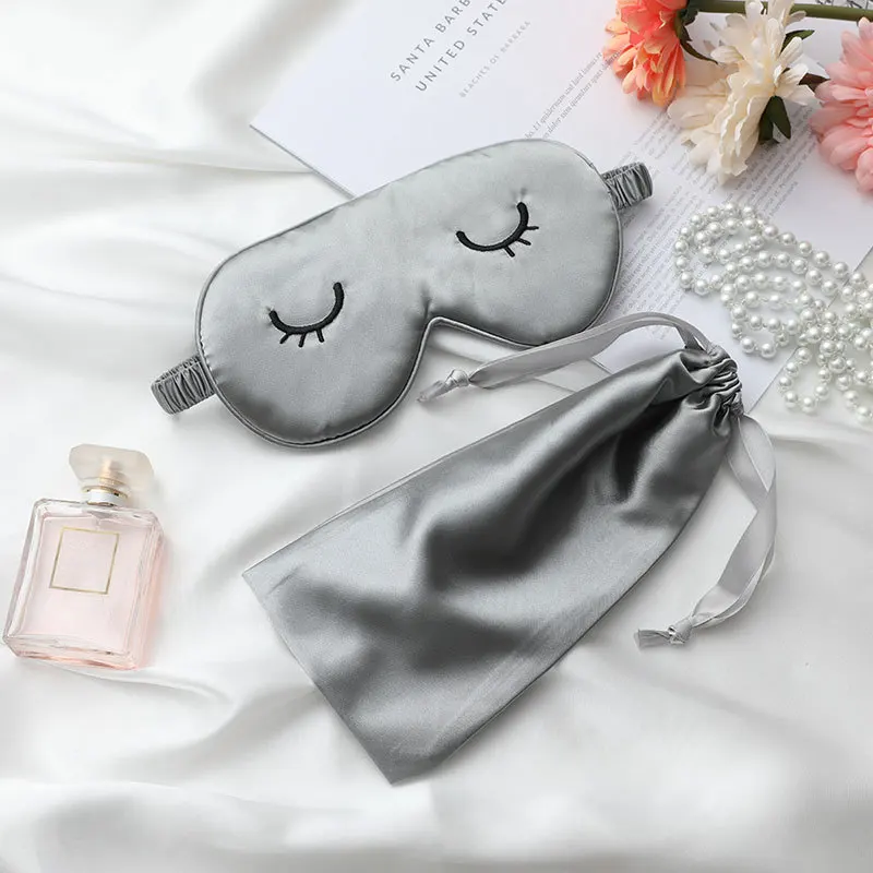 Luxury Gift Pouch Packaging Satin Eye Masks Travel Sleeping Eyemask For ...
