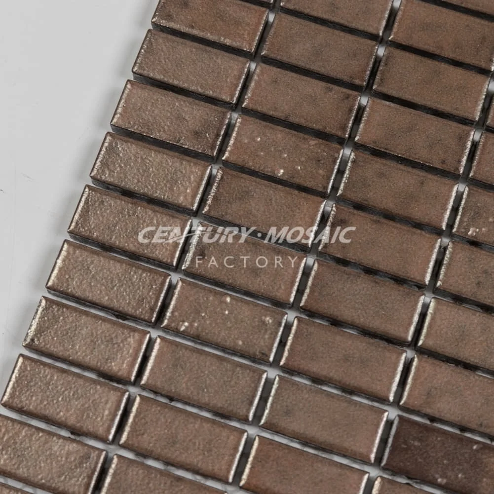 Centurymosaic Ceramic Mosaic Tile Metal Look Brick Herringbone Glaze ...