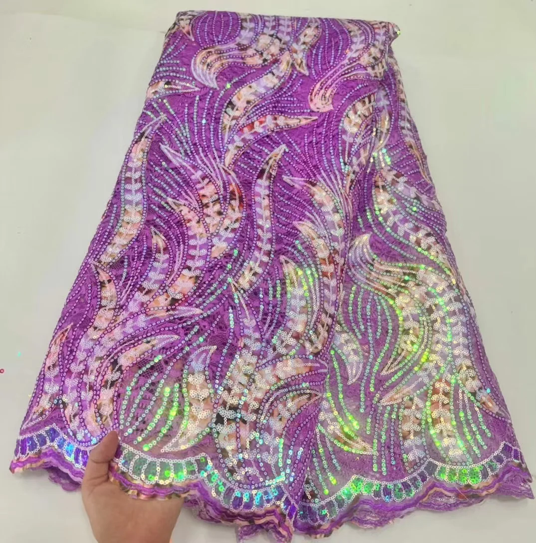 Luxury Africa Green Sequined Lace Embroidery Mesh Fabric Multi Colors ...