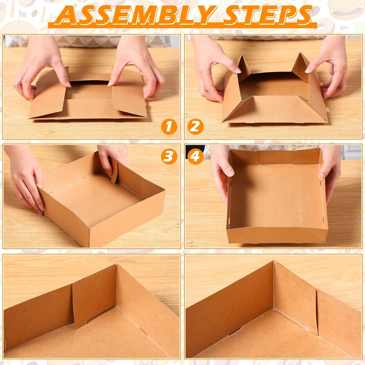 Foldable Custom Printed Logo Disposable Kraft to Go Takeaway Packaging ...