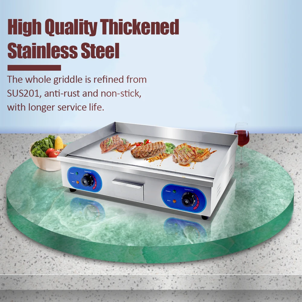 Stainless Steel Flat Electric Table Top Cast Iron Big Cooking Area ...