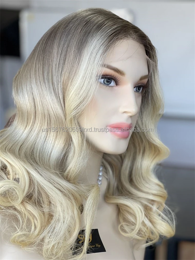 20 Inch Double Drawn Human Hair Lace Front Wigs For White Women Raw ...