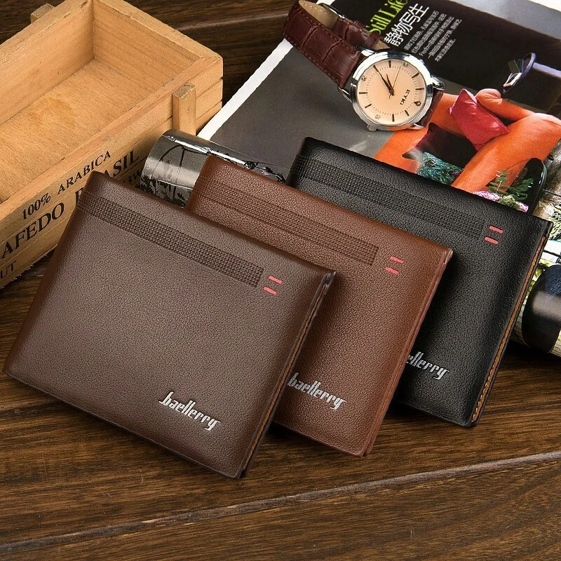 Fsw272 Customized Short Faux Leather Men Wallet Slim Minimalist Men's ...