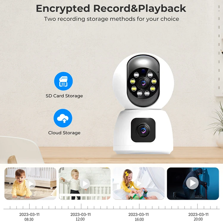 Wifi Ip Camera 1080p Hd Dual Lens Wireless Ai Tracking Two Way Audio ...