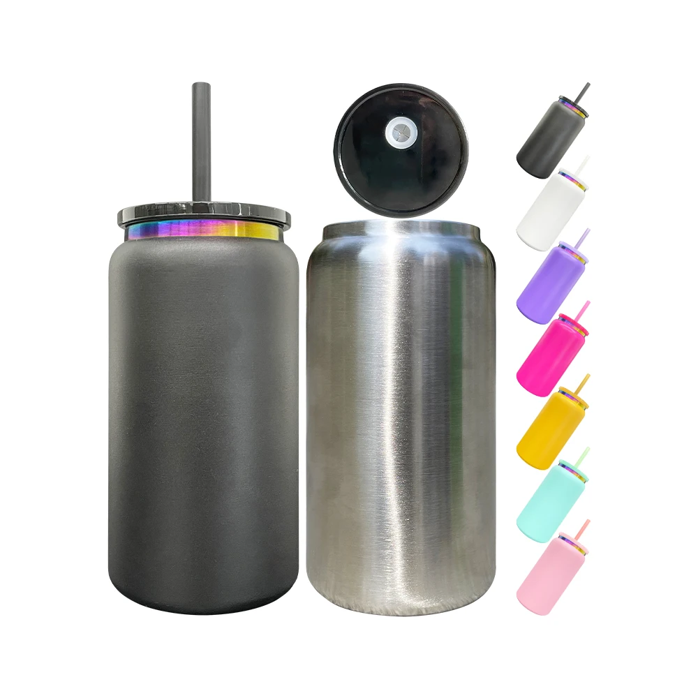 25pack USA Warehouse Metal Stainless Steel 16oz Soda Can Cup Rainbow ...