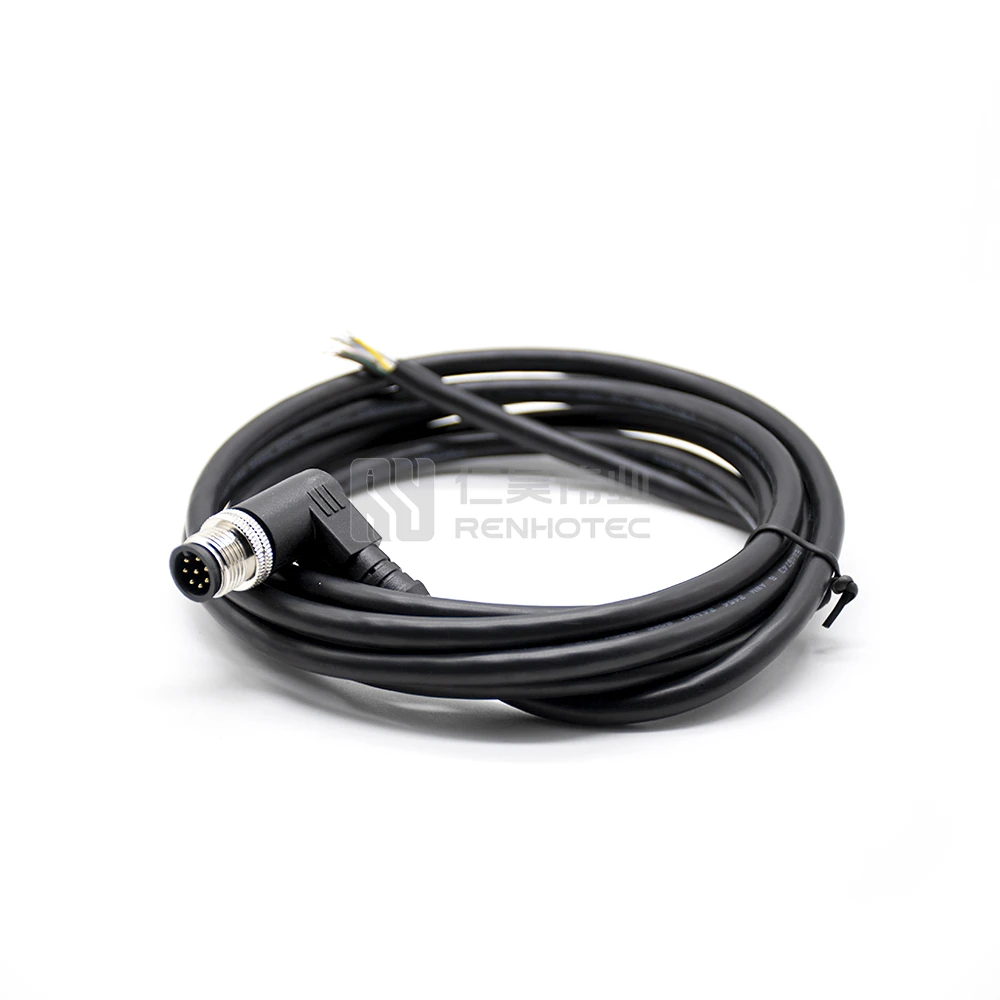 8 Pin Din 90 Degree Male Plug A-code M12 8 Pin Extension Cable For ...