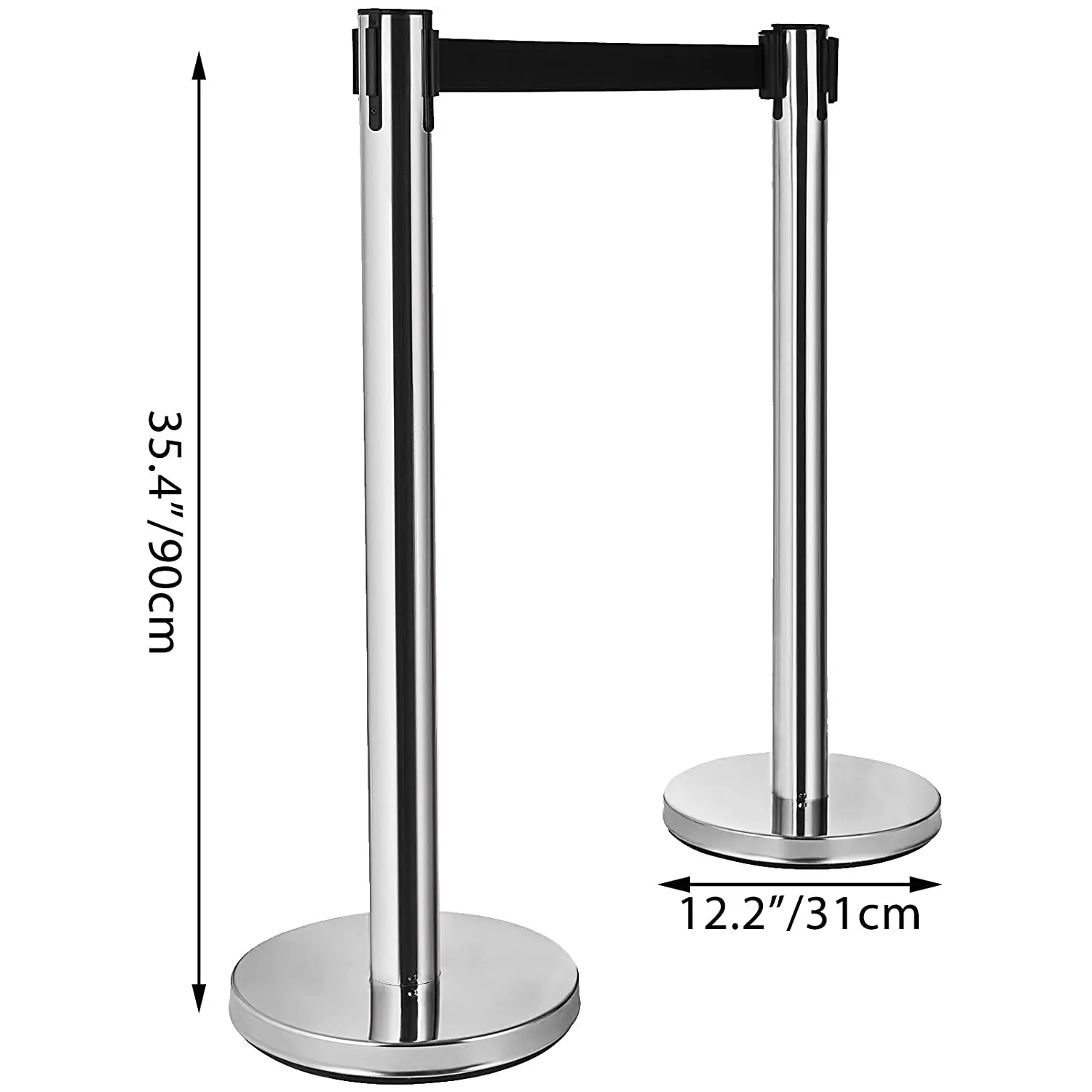 Stainless Steel Concrete Base Retractable Queue Stanchion Barrier ...