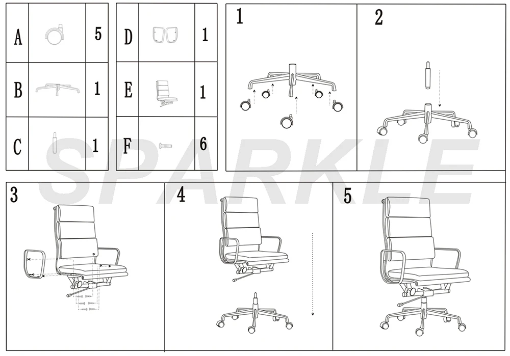 Modern Ergonomic Revolving Adjustable Height Synthetic Pu Leather Chair ...