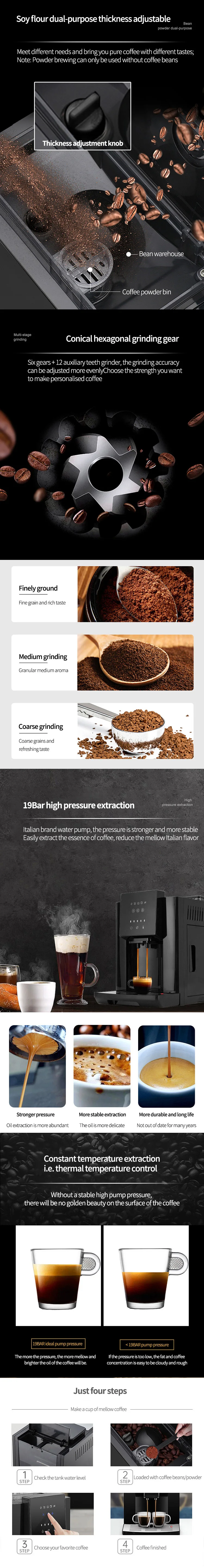 High Capacity Smart Control Coffee Machine American Italian Cappuccino ...