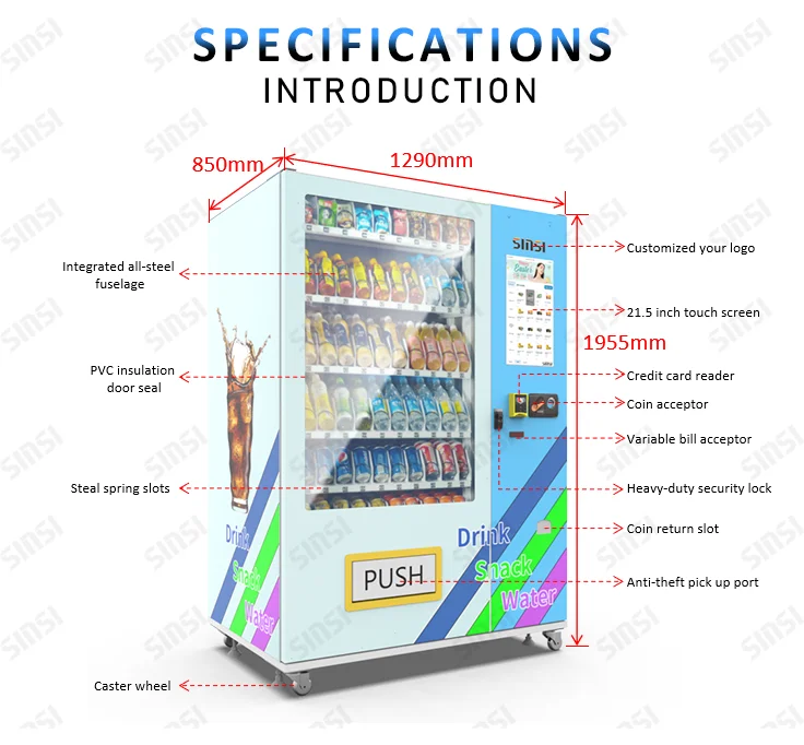 Supermarket Airport Bus Station Vending Machine for Healthy Food Drink ...