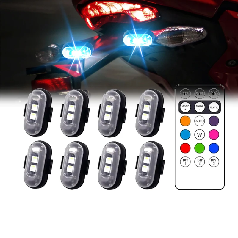Wireless Remote Control Strobe Light LED Warning Lamp 8 Colors for Car ...