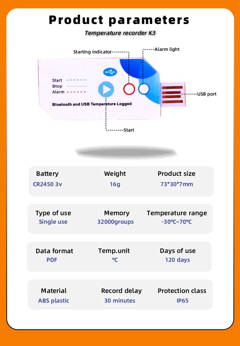Single Use USB Temperature Humidity Recorder - Bluetooth Data Logger ...