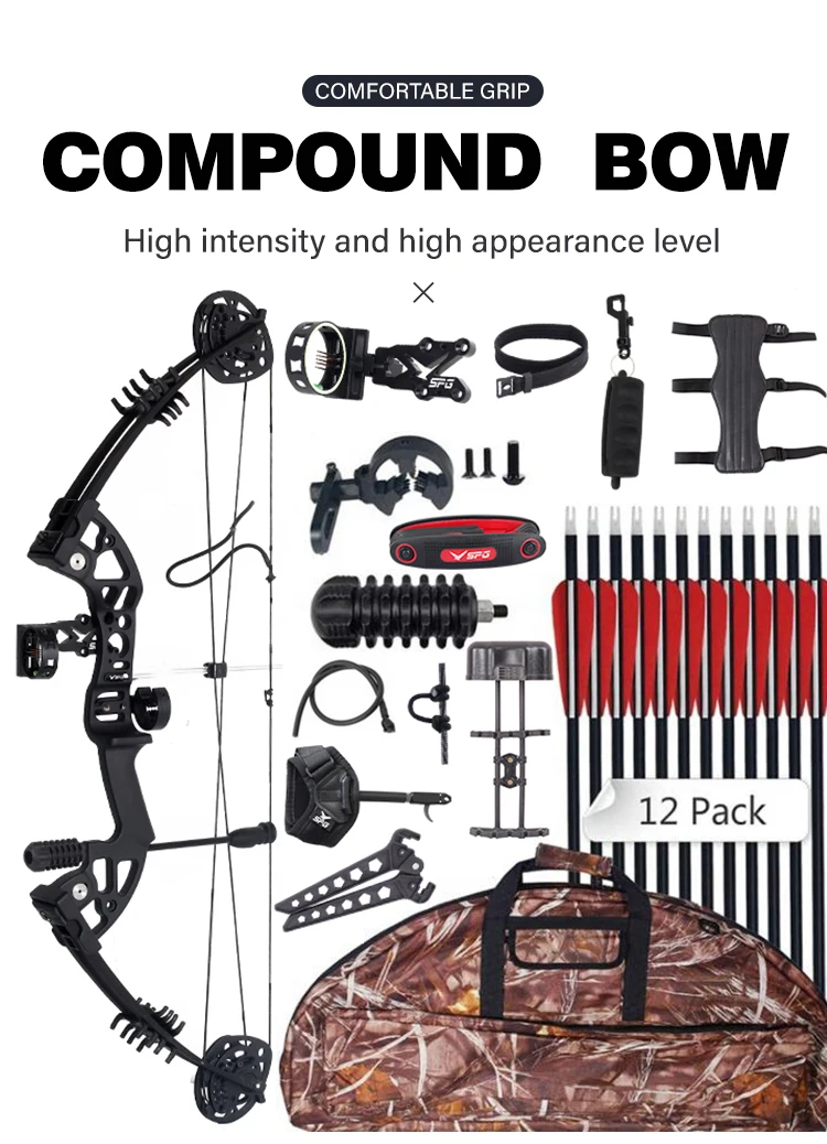 Spg Compound Bow Archery Hunting Metal Bow And Mixed Carbon Arrow Set ...