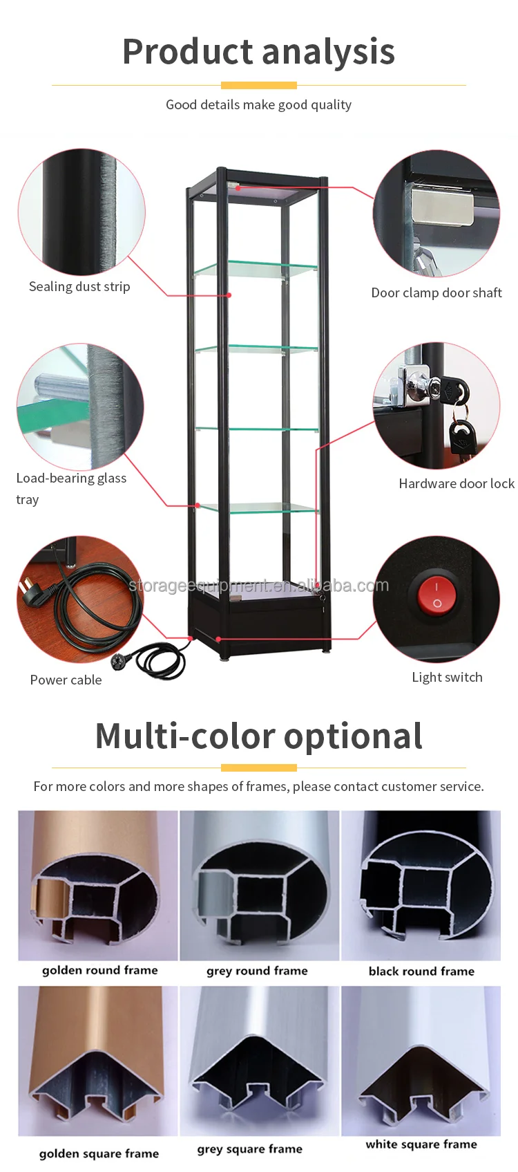 Living Room Glass Showcase Design with Lockable Door