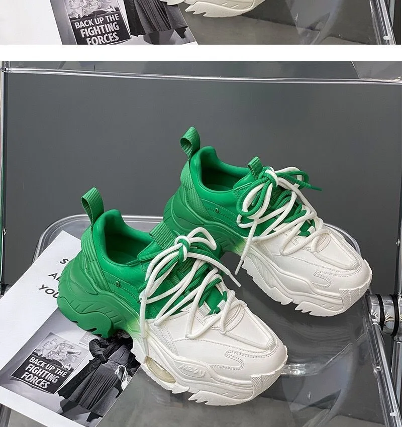 New Styles Leather Made Thick-sole Women's Chunky Shoes Fashion All ...