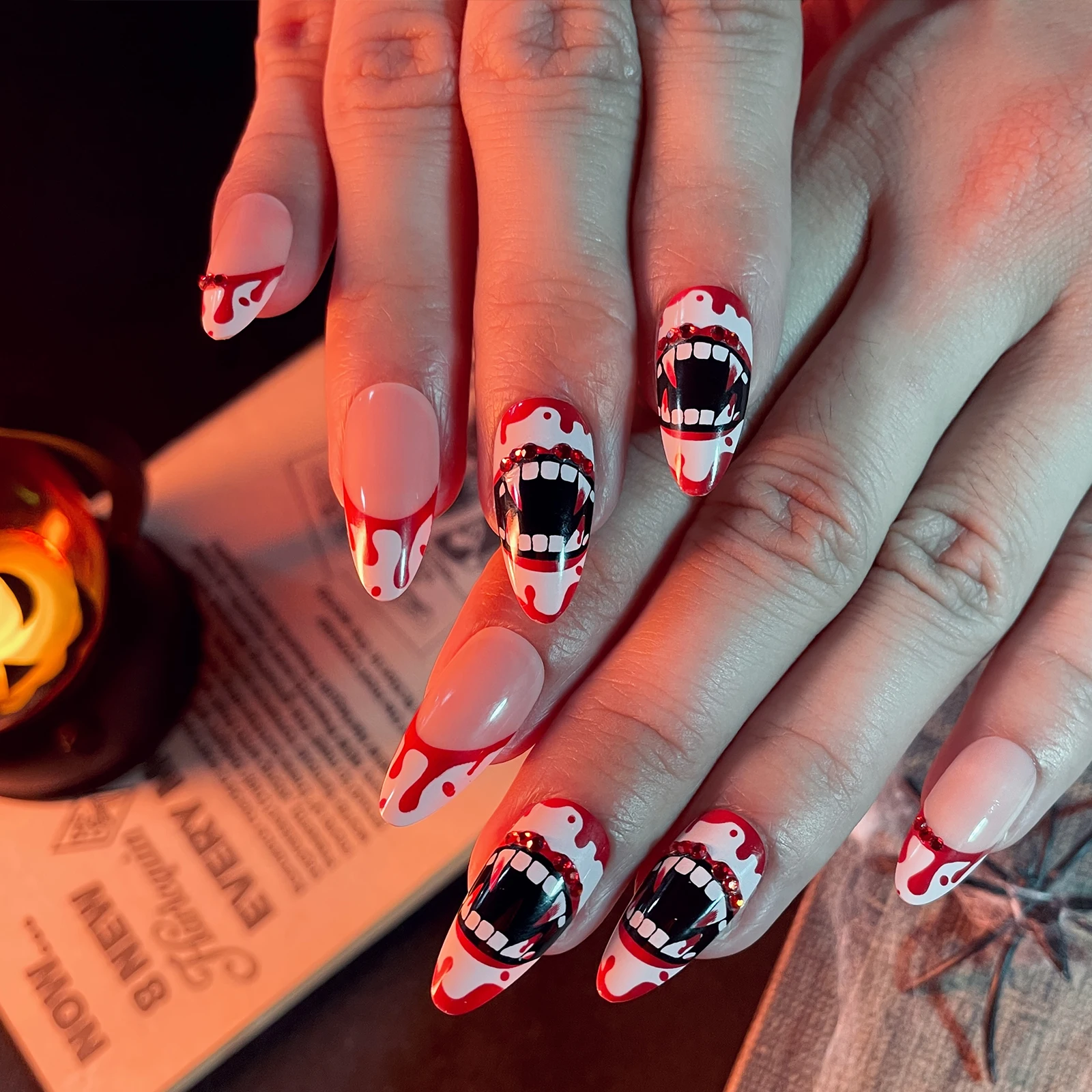Btartbox 24pcs Wholesale Halloween Nails Designed Blood Nail Art Luxury ...
