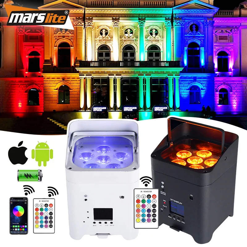 Marslite 6*18W Uplights Battery Wireless RGBWA+UV Lights