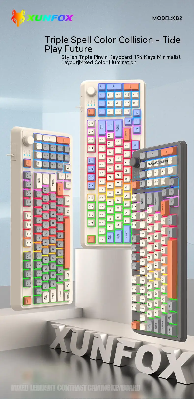 XUNFOX K82 Wired Keyboard - Ultimate Gaming Experience