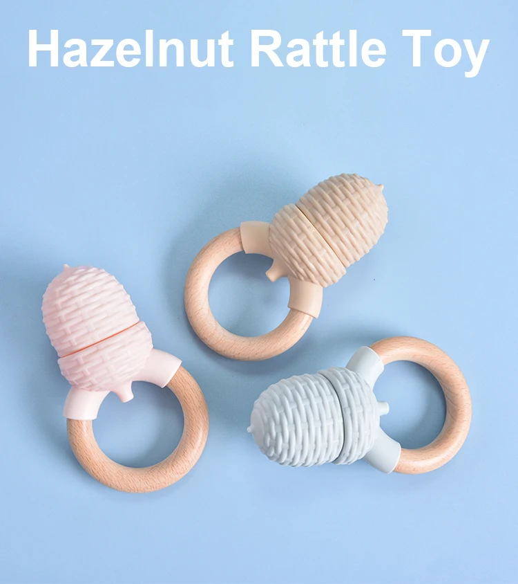 Infant Nursing Gift Bracelets Silicone Beads Ring Teething Wood Rattles ...
