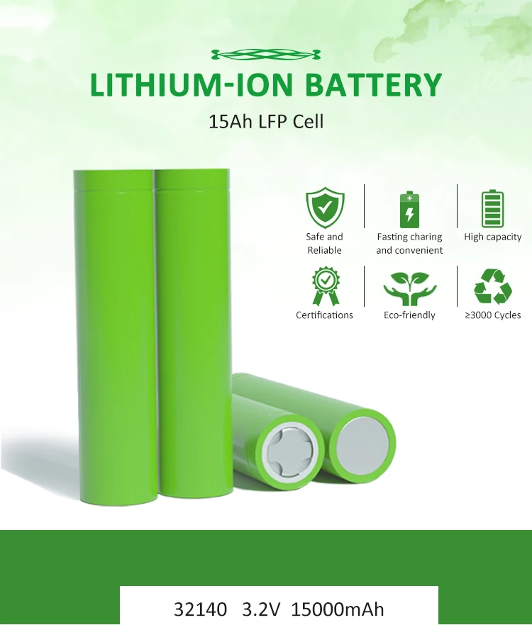 Deep Cycle Cylindrical 33140 32140 Battery Cell Lifepo4 15ah Battery ...