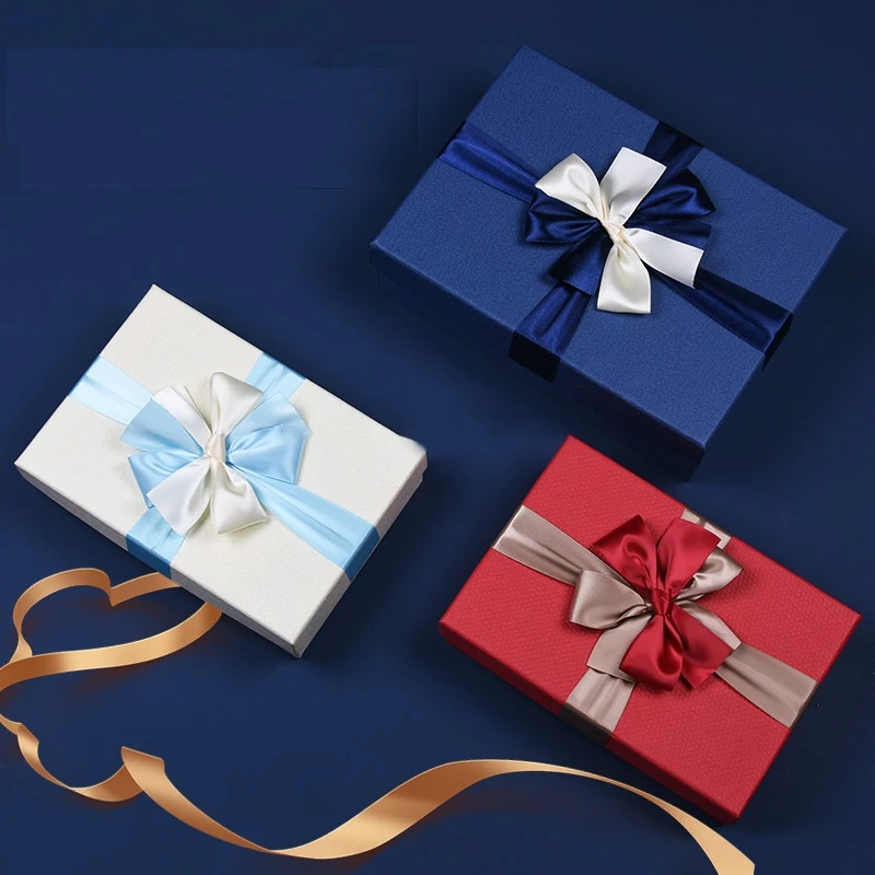 Custom Printing Craft Paper Gift Box Package With Ribbon Gift Baskets ...