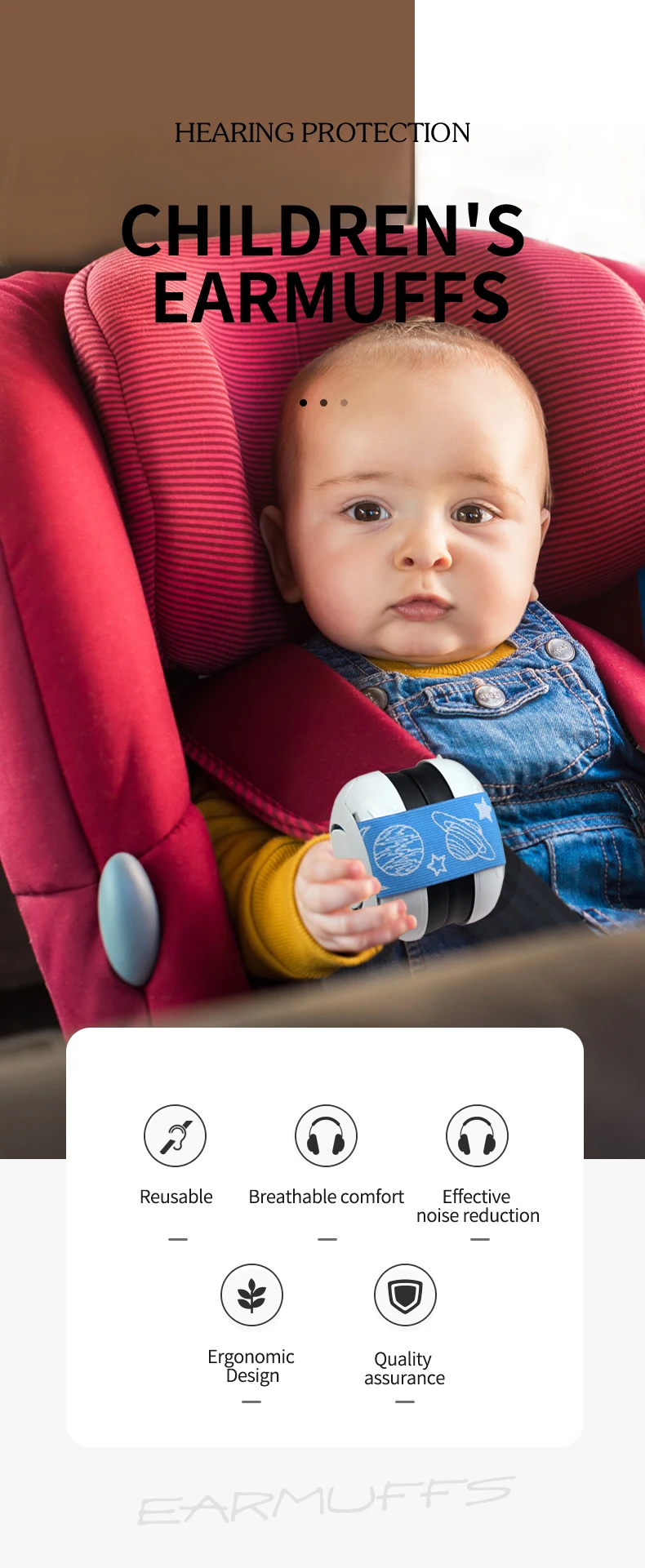 Baby Ear Muffs Noise Blocking For Infants With Elastic Headband Hearing ...
