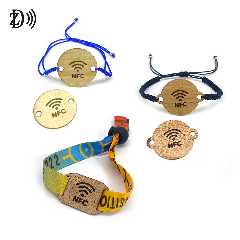 Recycled RFID NFC Wood Wristband Logo Printing Custom NFC 215 RFID ...