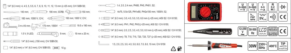 YATO Hand Tools - 68PCS Durable Tool Sets for Repairing