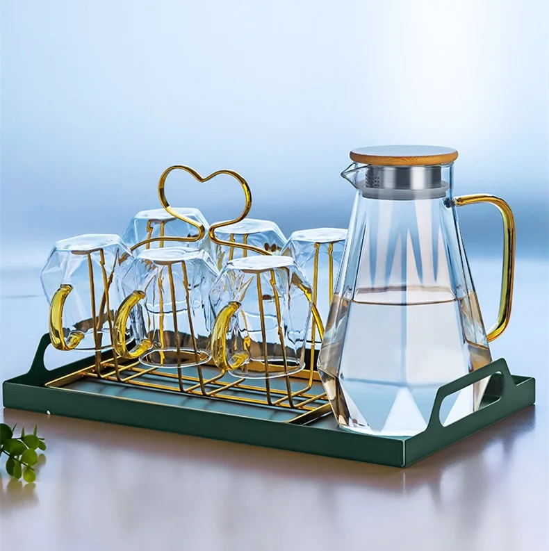 1.5L 1.8L Glass Cold Water Pitcher Set - High Borosilicate Glass