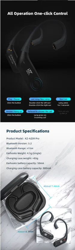 Kz Az09 Pro Tws Wireless Earphones Bt5.2 Qcc In Ear Earphones Hybrid ...