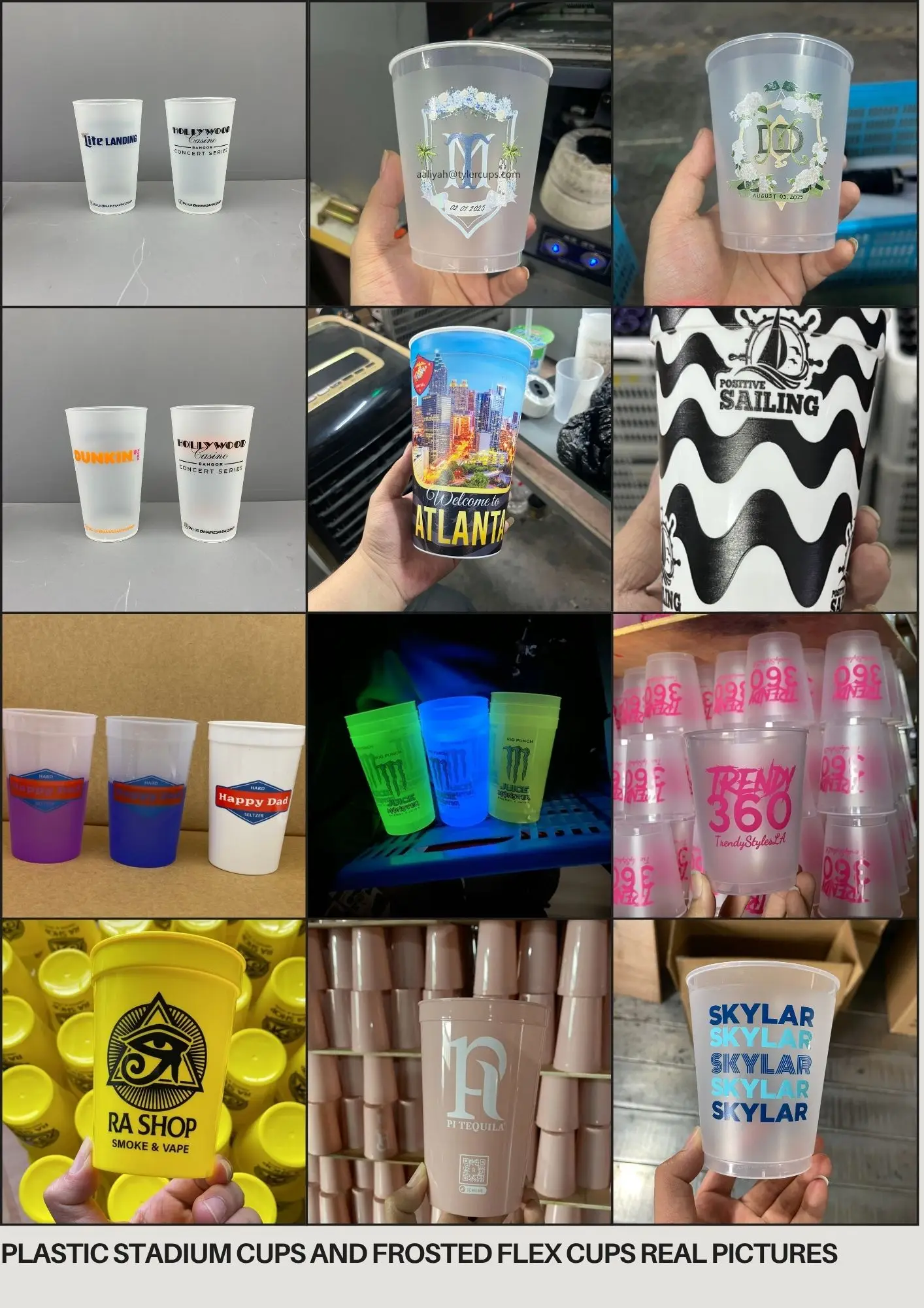 Personalized Logo Party Cups Durable Reusable Stadium Plastic Frosted ...