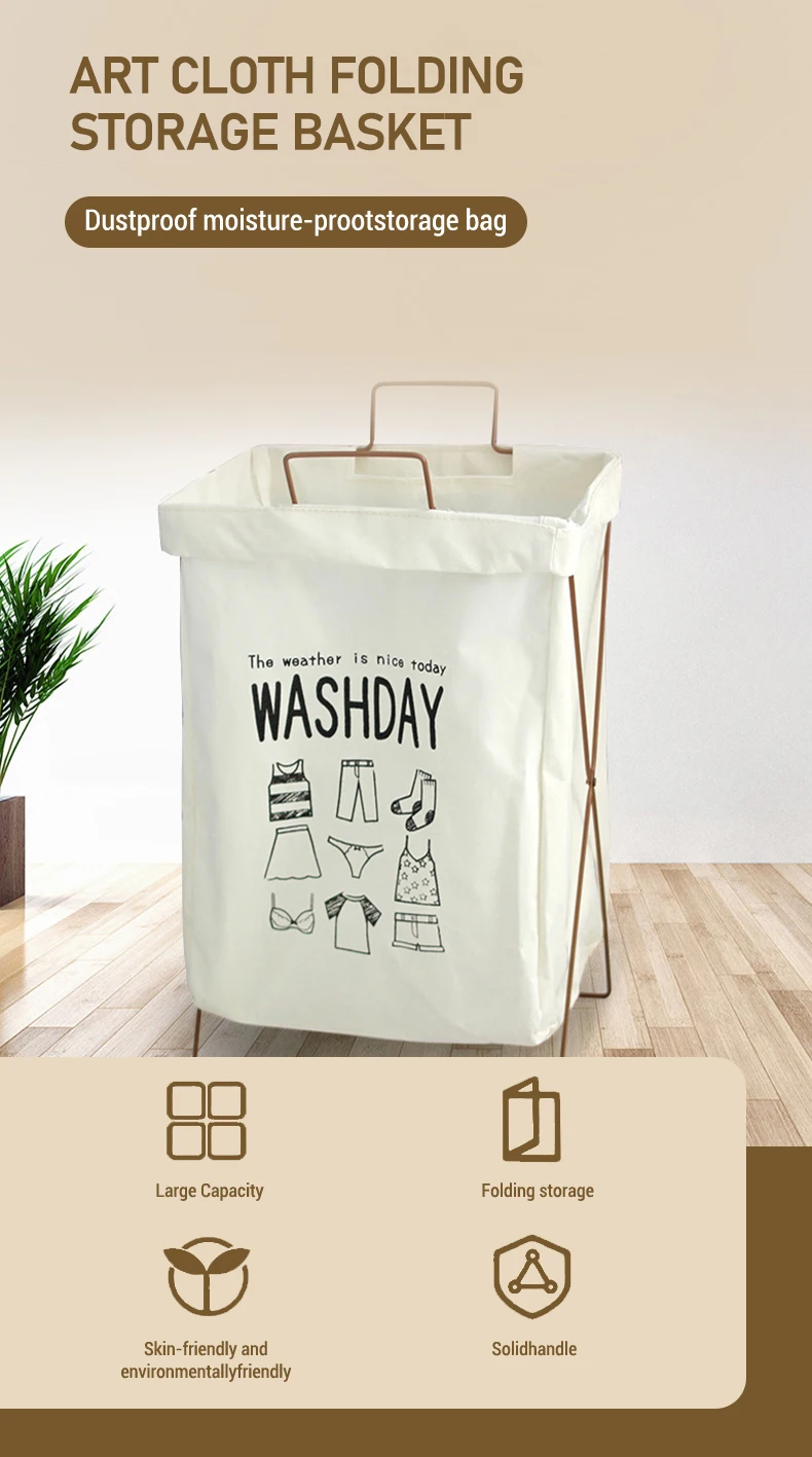 Large Folding Washing Clothes Container Laundry Basket Collapsible With ...