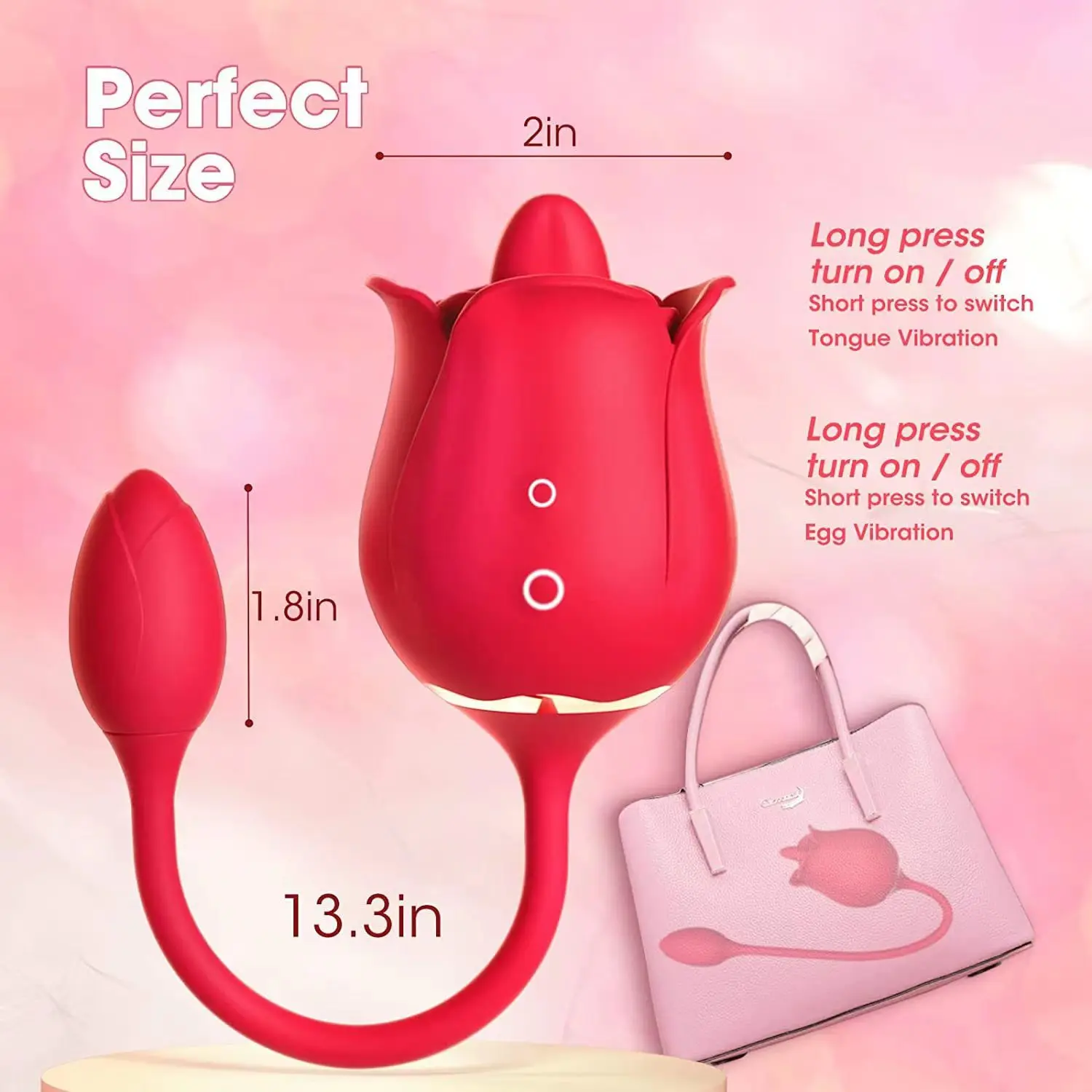 Tongue Rose Vibrator Rose Sex Toy for Women Vibrator Licking Clitoris Vibrator Roses with Tongue ...