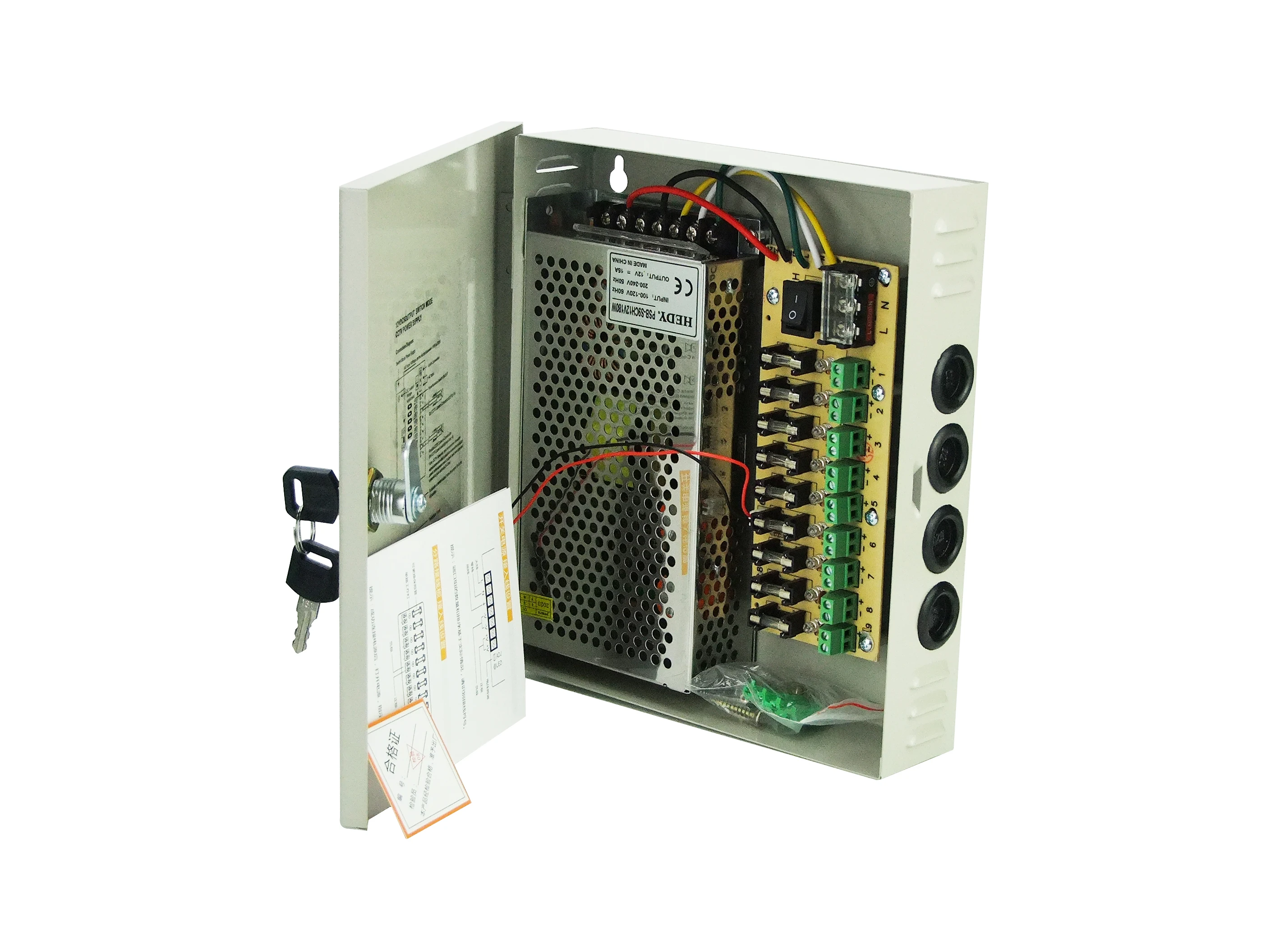 12V 15A 9 Channel CCTV Power Supply - Reliable & Efficient